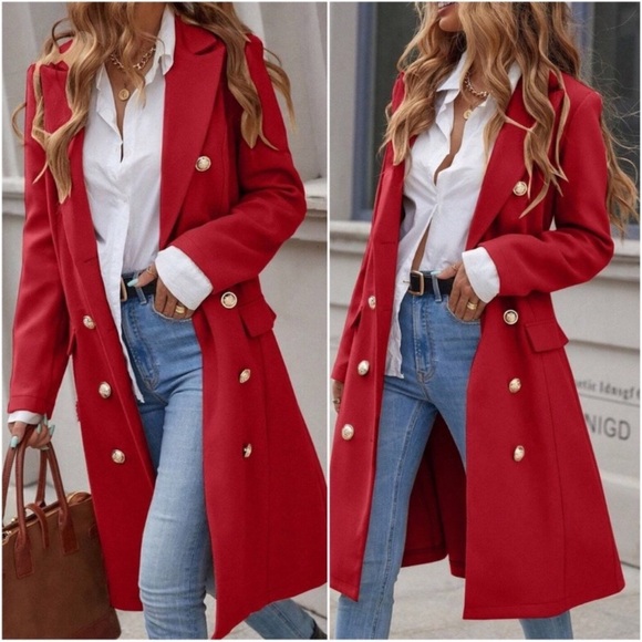 boutiquee | Jackets & Coats | Classic Button Up Long Jacket Coat New ...
